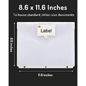 Forvencer Binder Pocket, 10 Pack Super Heavyweight Poly Binder Pocket with Hook and Loop Closure, Binder Folders Side Loading, 3 Ring Binder Pocket, Letter Size, Clear