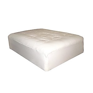 Cottonpure Self-Cooling Sustainable 100% Cotton Fill and Cover Mattress Pad, Queen,White
