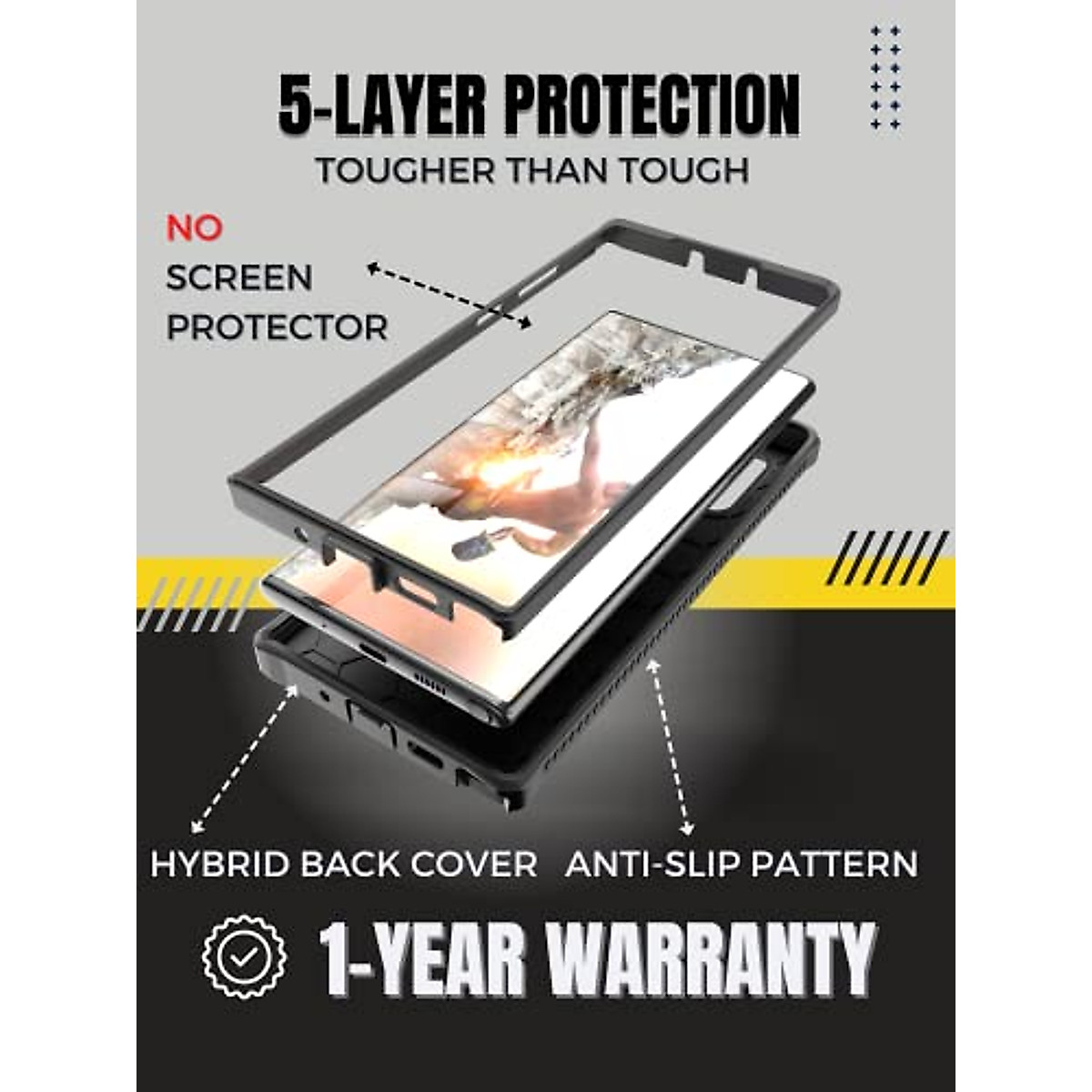 ArmadilloTek Vanguard Designed for Samsung Galaxy Note 10+Plus Case (2019 Release) Military Grade Full-Body Rugged with Kickstand Without Built-in Screen Protector - Black