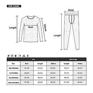MOBIUSPHY Thermal Underwear for Men Long Johns Set with Fleece Lined Base Layer Top Bottom L Black