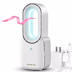 KONSIDEN Desk Fan, Quiet Bladeless Fan with USB Adapter and 5 Colors LED light, 3 Speeds Stylish 11.8 Inch Table Fan, Small Fan with Touch Control for Home Office Bedroom Summer Gift