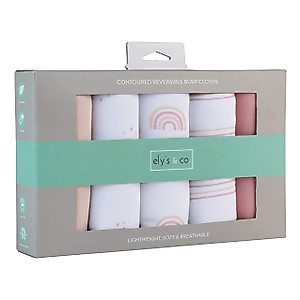 Ely's & Co. Baby Burp Cloths - 5pc Hourglass Shape with Extra Absorbent - Baby Bibs & Burp Cloths Baby Girl and Baby Boy, Newborn Essentials (Pink Rainbow Combo)