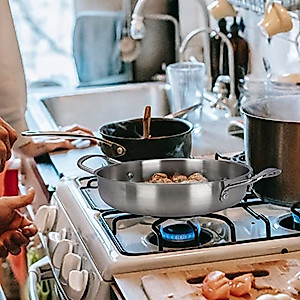 Luxshiny Cast Iron Skillet Stainless Steel Pot, Korean Ramen Pot Seafood Pan Pot with Double Handle for Home Kitchen (24CM) Mixed Rice Pot