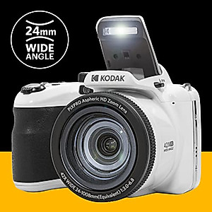 KODAK PIXPRO Astro Zoom AZ425-WH 20MP Digital Camera with 42X Optical Zoom 24mm Wide Angle 1080P Full HD Video Optical Image Stabilization Li-Ion Battery and 3" LCD (White)