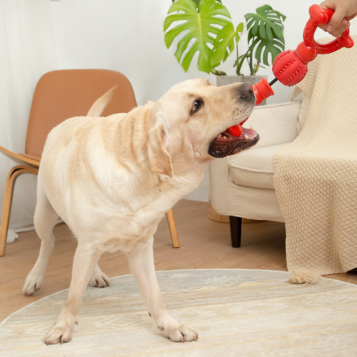 MEERESN Interactive Dog Toy for Aggressive Chewers - 2 in1 Tug of War Dog Toy with 360°Rotating Handle and Dog Puzzle Teething Clean Toys Ball for Medium Large Dogs