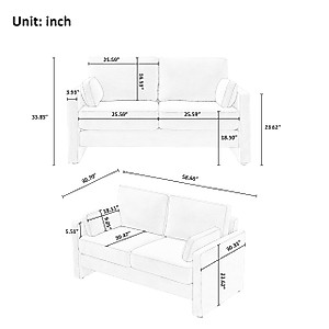 Tosaronia 58.66" x 30.70"Loveseat Sofa Couch Small Modern Comfy Couch with Chenille Fabric, Upholstered 2-Seater Sofa for Office, Small Spaces, Bedroom, Living Room, Apartment(Green)