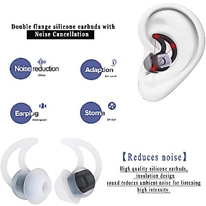 QC20 Replacement Noise Cancelling Double Flange Silicone Earbuds Compatible for Bose QuietControl 30 QC20 QC20i QC30 Soundsport Free SIE2 IE2 IE3 Wireless Headphones(White)