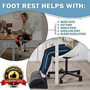 Foot Rest for Under Desk at Work, Footrest with Warm Feet Pocket, Adjustable Desk Footrest for Office Chair & Gaming Chair,Ergonomic Footrest Pillow Desk Foot Stool for Home to Relieve Back Knee Pain