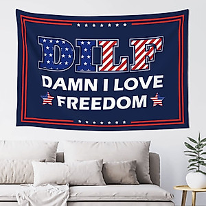 Abipuir Damn I Love Freedom DILF Tapestry Trump Tapestry Wall Art Tapestry for Bedroom (Color : Colour, Size : 75X100CM)
