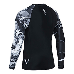 ADOREISM Quick-Dry Men's Long Sleeve Rash Guard UPF 50+ Compression Swim Shirt (Wolf, XL)