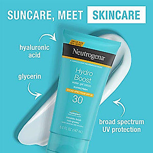 Neutrogena Hydro Boost Water Gel Non-Greasy Moisturizing Sunscreen Lotion with Broad Spectrum SPF 30, Water-Resistant Hydrating Sunscreen Lotion, 5 fl. Oz