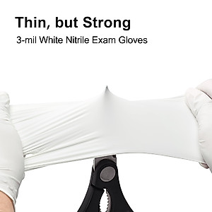 SwiftGrip Disposable Nitrile Exam Gloves, 3-mil, X-Small, Box of 100, White Nitrile Gloves Disposable Latex Free for Medical, Cleaning, Cooking & Esthetician, Food-Safe, Powder-Free, Non-Sterile