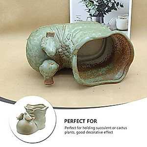 Happyyami 1PC Shoe Pot Ceramic Flower Planter Cactus Pot Retro planters Rustic Tabletop Flower Pot Novelty Succulent planters Farmhouse Flower Pots Small Bonsai Pot Juicy Ceramics Succulents