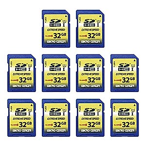 32GB Class 10 SDHC Flash Memory Card 10 Pack Standard Full Size SD Card USH-I U1 Trail Camera Memory Card by Micro Center (10 Pack)