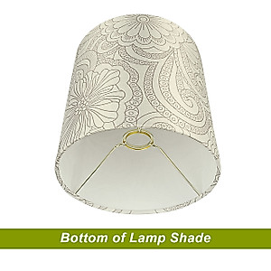 Aspen Creative 58402, Drum Uno Lamp Shade, White & Grey, 10" Top x 10" Bottom x 10" Height, Slip UNO 36mm