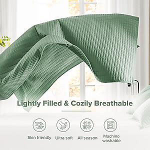 Comfort Spaces Kienna Quilt Set-Luxury Double Sided Stitching Design All Season, Lightweight, Coverlet Bedspread Bedding, Matching Shams, Bedspread King (120"x118"), Seafoam