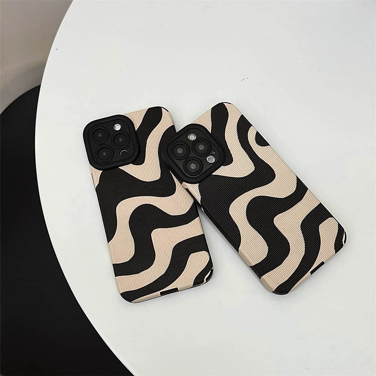 Ownest Compatible with iPhone 12 Mini Case with Fashion Simple Cute Zebra Stripes Pattern Case for Women Girls Soft Silicone Protection Case for iPhone 12 Mini-Black