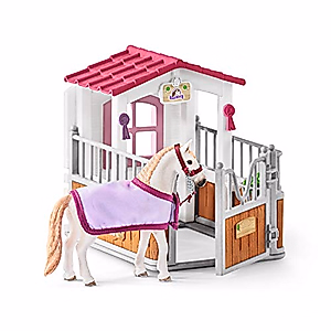 Schleich Horse Club, 12-Piece Playset, Horse Toys for Girls and Boys 5-12 years old Horse Stall with Lusitano Horses