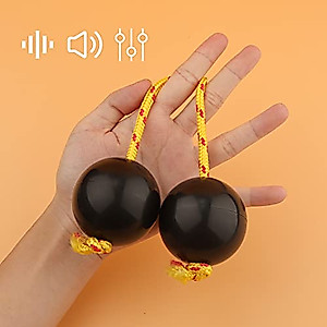 2 Pairs of Aslatuas Rhythmic Ball, Kashaka Shaker Instrument Classical African Shaker Rattle Hand Percussion for Kids Adults Weddings Parties Musical Class (Black)