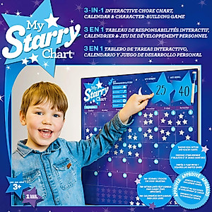 My Starry Chart - Kids Chore Chart Calendar Board for Behavior, Reward, Responsibility, Incentive & Routine at Home - Homeschool Planner Supplies with Dry Erase Reusable Stickers - Preschool Learning