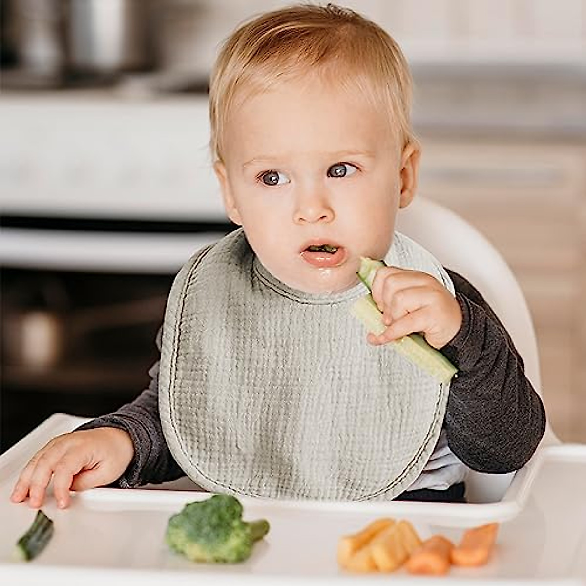 Cherub Muslin Baby Bibs for Boys, 8 Pack Absorbent Bandana Baby Bibs for Drooling and Teething, Soft Cotton Drool Bibs for 0-36 Months Newborn