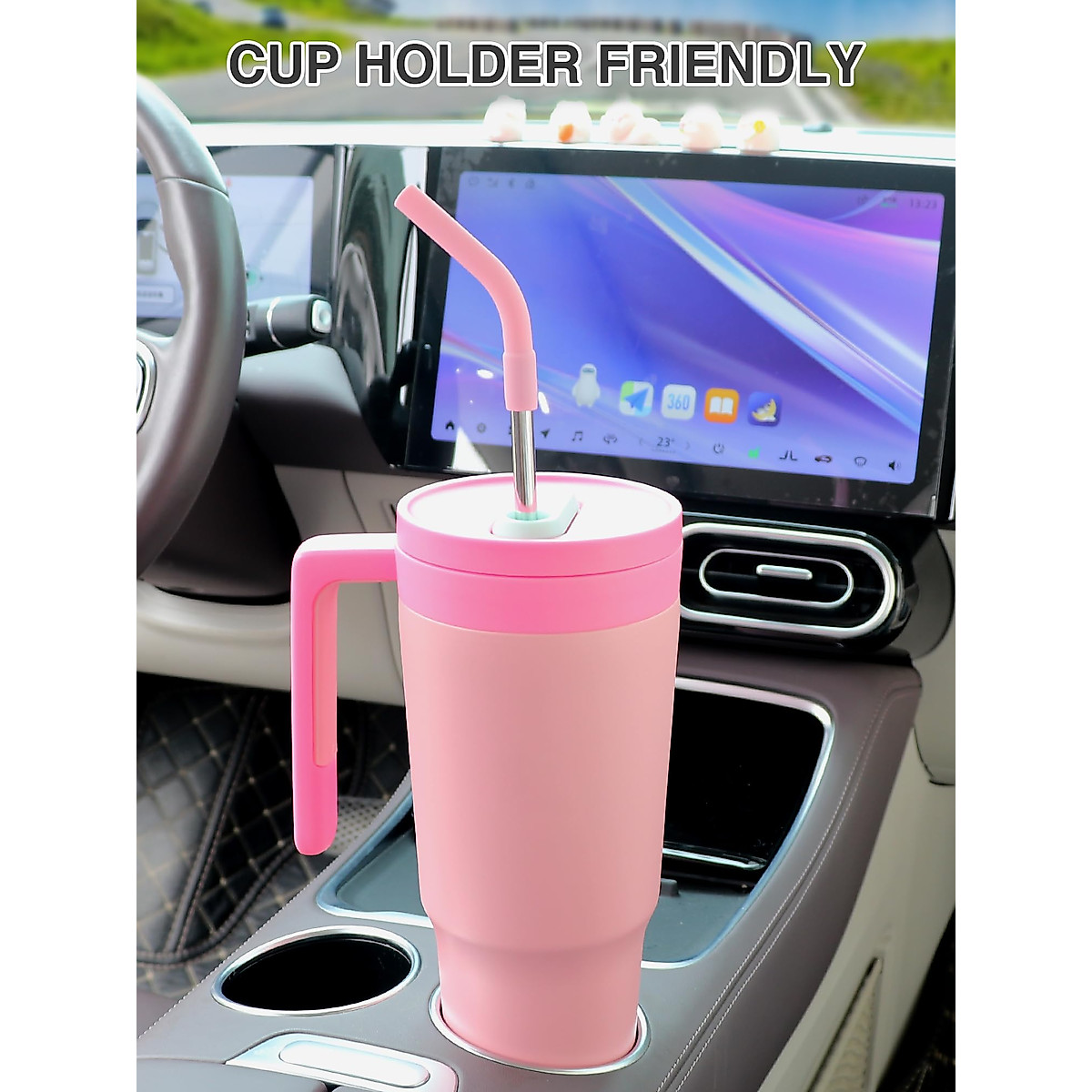 Raki Venus 40 oz Tumbler with Lid and Straw Double-wall Vacuum Water Bottle with Straw Spill Proof Insulated Water Bottle Stainless Steel Cup-holder Friendly Fruit Infusing Bottle Non BPA