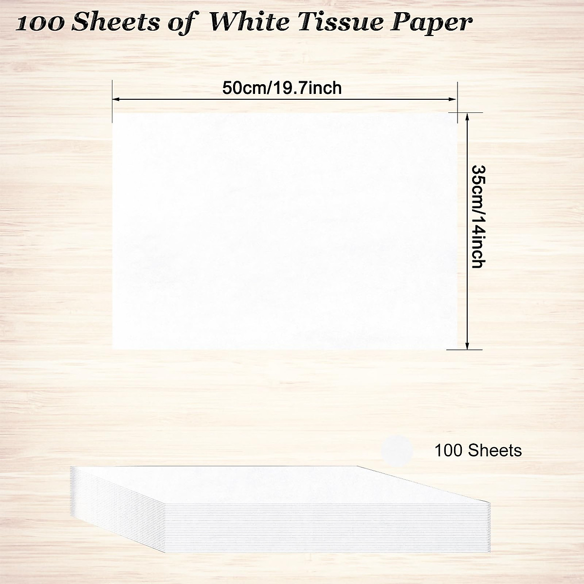 100 Sheets White Tissue Paper Artdly 14 x 20 Inches Recyclable White Wrapping Paper Bulk for Weddings Birthday DIY Project Festival Wrapping Crafts Decor