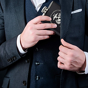 6 oz USMC Flask | Matte Black Stainless Steel Marine Corps Hip Flask for Liquor – US Marine Corps Gifts | Disabled USMC Vet Owned SMALL Business