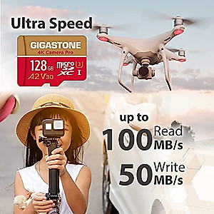 [5-Yrs Free Data Recovery] Gigastone 128GB Micro SD Card, 4K Video Recording for GoPro, Action Camera, DJI, Drone, Nintendo-Switch, R/W up to 100/50 MB/s MicroSDXC Memory Card UHS-I U3 A2 V30 C10