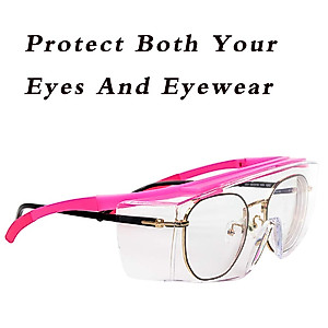 BHTOP Safety Glasses Protective Eye Wear L010 Clear Lens Anti-Fog Goggles Over-Spec Glasses in Pink