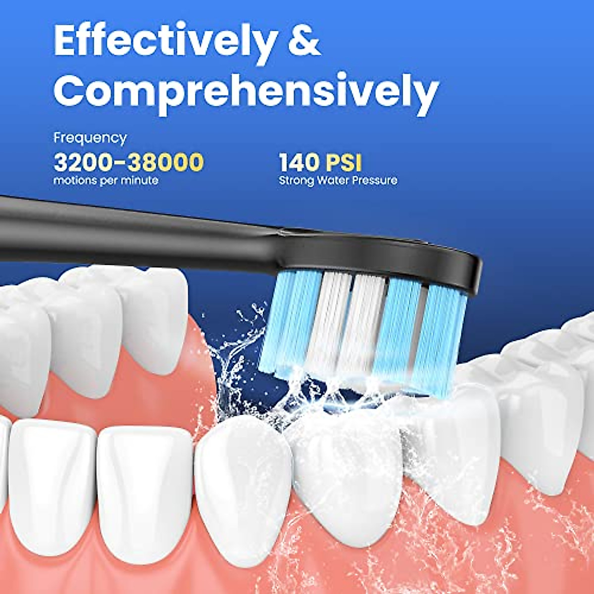 Water Dental Flosser with Electric Toothbrush, One Switch Between Tooth Brush & Water Floss, 3 in 1 Teeth Cleaning Kit with 4 Modes, Water Flosser Portable for Travel and Home (Black)