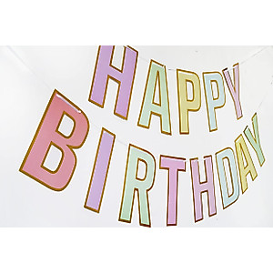 Pastel Happy Birthday Banner, Assembled Rainbow Happy Birthday Sign Girls Pastel Birthday Party Decorations