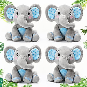 Libima 4 Pcs Small Elephant Stuffed Animals Bulk 6 Inch Cute Elephant Plush Sets Soft Cuddly Stuffed Elephants for Boys Girls Baby Birthday Baby Shower Gender Reveal Party Supplies Decor (Blue)