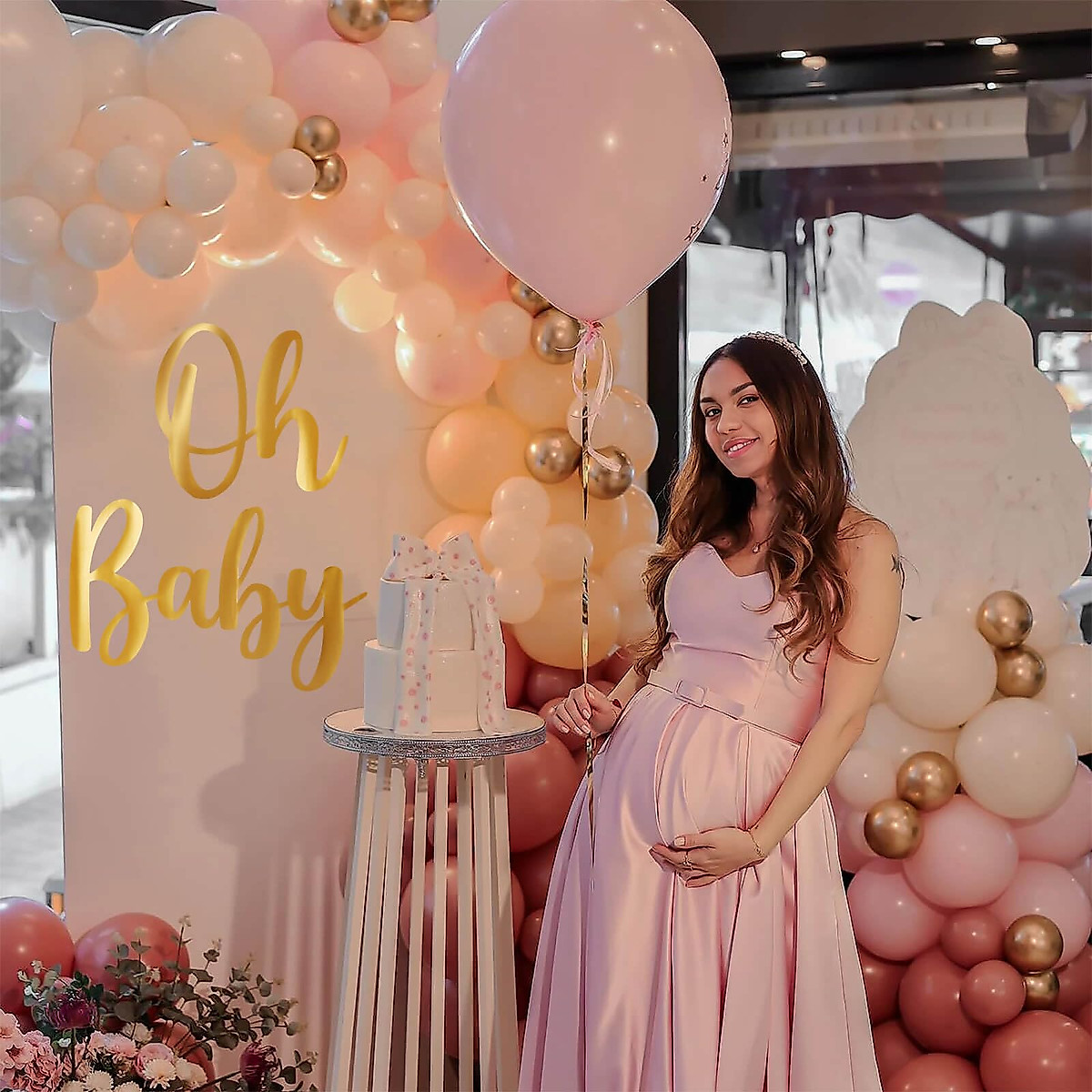 Oh Baby Decal Sign for Backdrop Gold Large Baby in Bloom Baby Shower Decorations Neutral Gender Reveal Decor with Transfer Paper