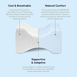Luna [Memory Foam Knee Pillow] for Side Sleepers Featured on [The Today Show]- Orthopedic Knee & Leg Cooling Pillow, Adaptive Bed Assistance Product, Leg Pillow for Sleeping Lower Back & Hip Pain