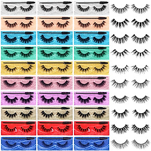Leelosp 80 Boxes Bulk Mink Lashes 10 Styles Wholesale False Fluffy Eyelashes Volume Lashes 12-20 mm Fake Lashes with 80 Lash Brush Mixed Natural Look 3D Lash