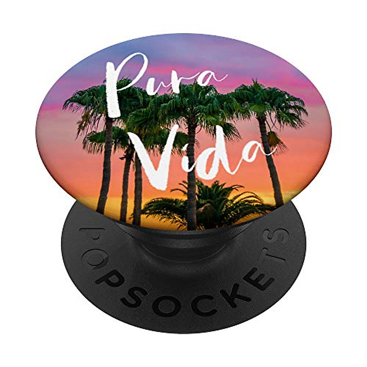 Pura Vida Palm Tree on the Beach Sunset Quote PopSockets PopGrip: Swappable Grip for Phones & Tablets