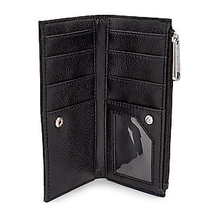 Disney Wallet, Fold Over, Snap Pouch, Disney Signature D Logo Silver, Black Vegan Leather