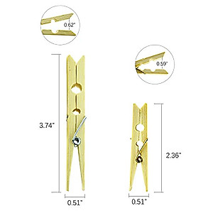 Neeyeetag Clothespins Large Size 3.74 Inch 40 Pack and Medium Size 2.3 Inch 40 Pack, Natural Bamboo Heavy Duty, with a Hanging Canvas Bag