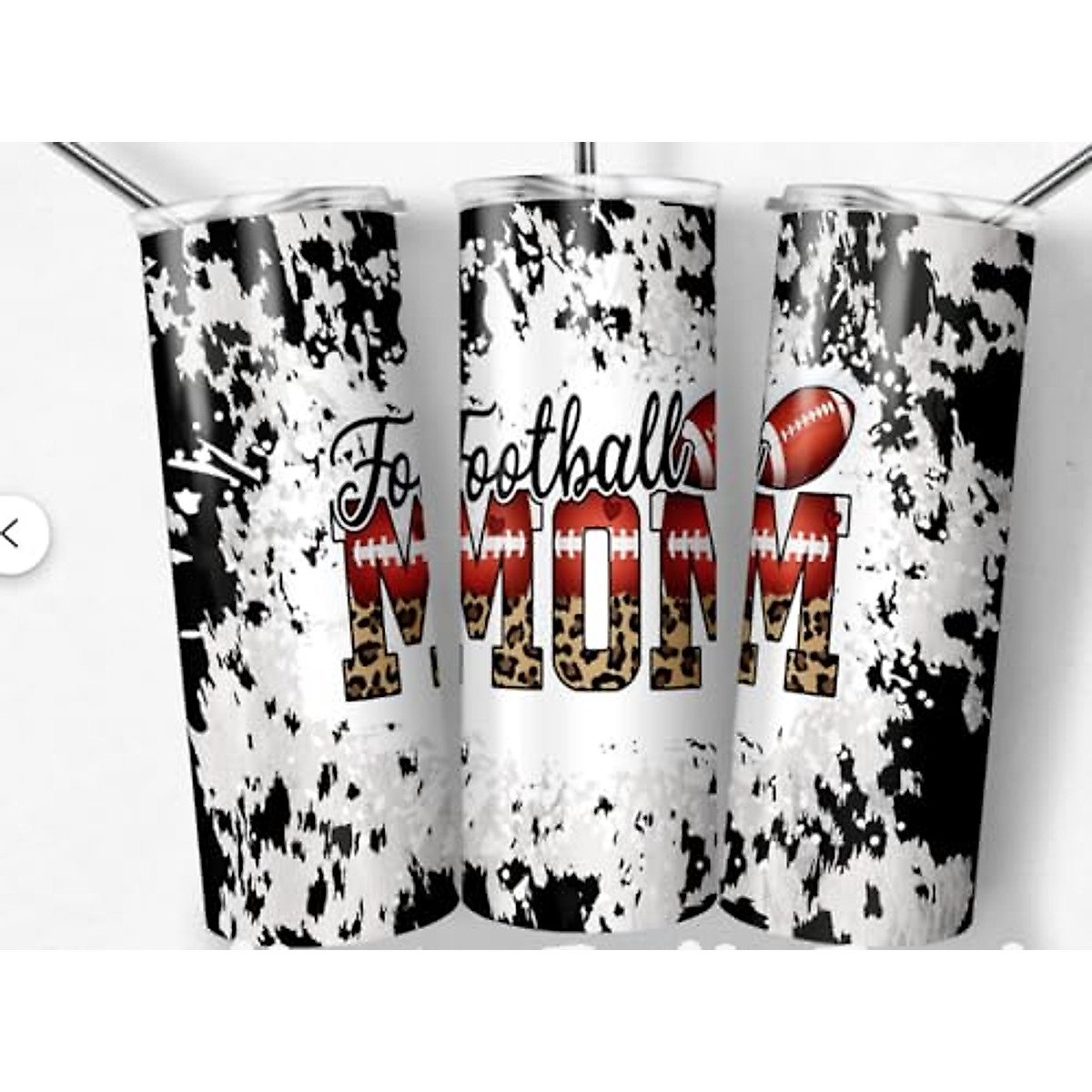 Football Mom Stainless Steel Tumbler, Footballs, Double Wall Insulated, Hot and Cold Drinks