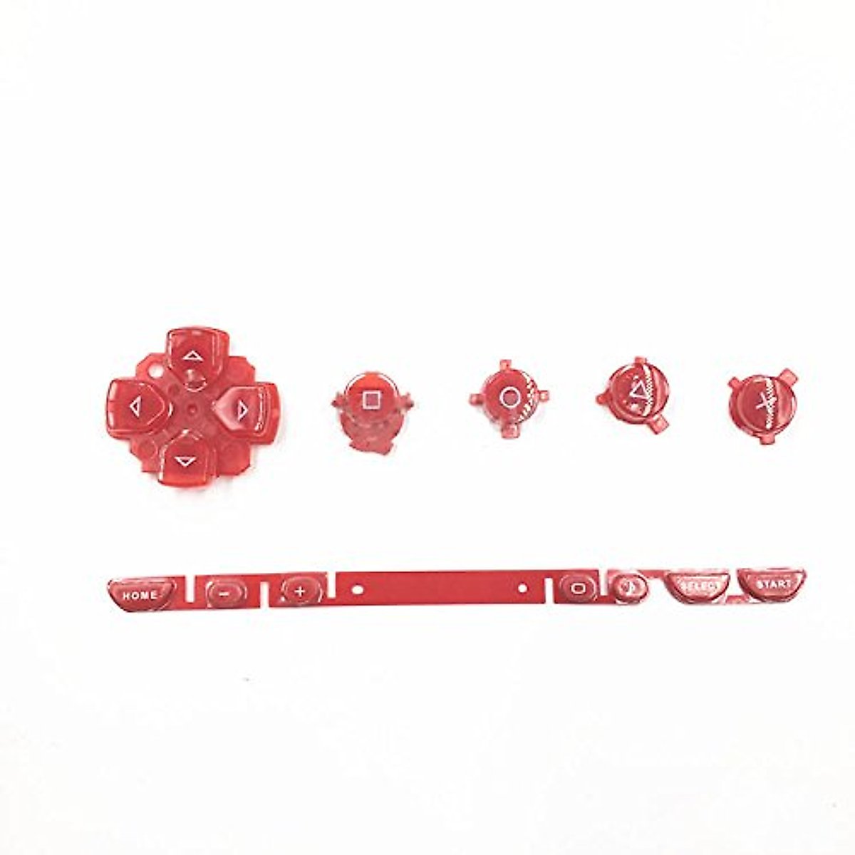 Replacement Full Left Right ABXY Direction Cross Buttons Volume Button for PSP 1000 Repair Part (Red)