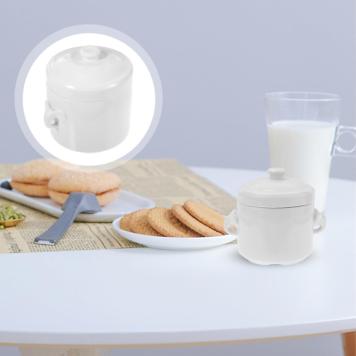 HEMOTON White Ceramic Stew Pot with Lid Steam Soup Bowl with Handles Steaming Cup Soup Noodle Bowl Stockpot Cookware for Egg Custard Medicinal and Birds Nest