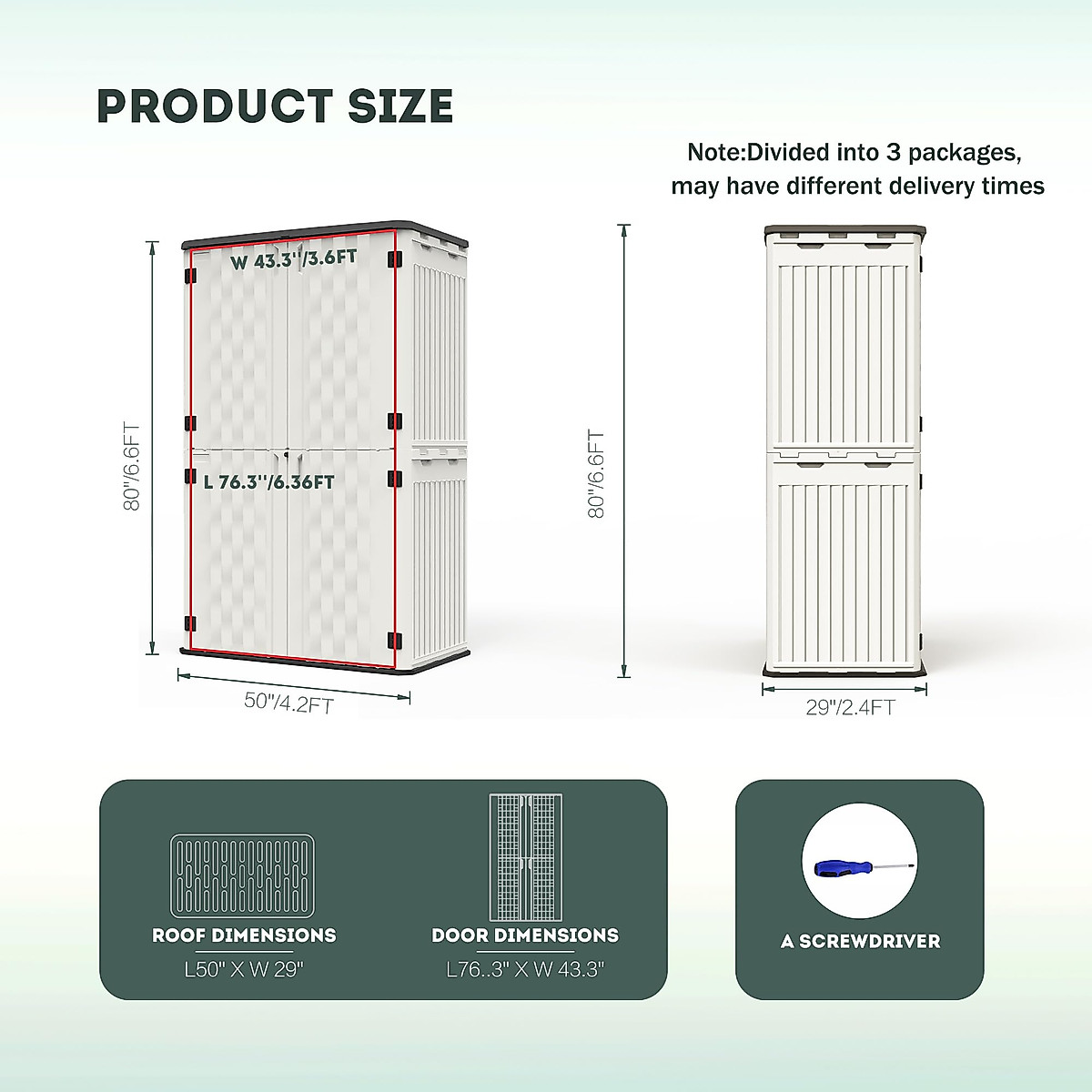 WEWORTH Resin Outdoor Storage Shed Weather Resistance, Horizontal Storage Cabinet Waterproof with Secure Door Handle and Door Holder,52 Cu.ft Capacity for Garden, Patios, Backyards