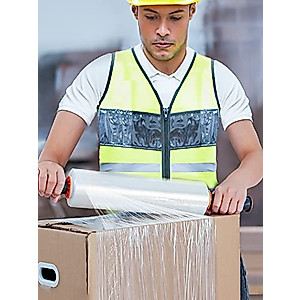 JARLINK 2 Pack Stretch Film, 15" x 1000ft Shrink Wrap for Pallet Wrap, Industrial Strength Stretch up to 650% Stretch with Handles, Self Adhering Packaging Heavy Duty Film for Moving, 68 Gauge, Clear