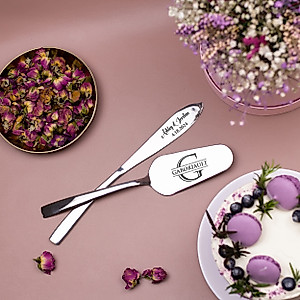 Personalized Cake Server Set Elegant Cake Knife and Server in Wooden Box (optional) Wedding Cake Knife Cutting Set Pie Cutter & Spatula for Birthday Anniversary Bridal Shower (Style 1)