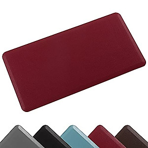 Carvapet Anti-Fatigue Floor Mat Cushioned Kitchen Comfort Mat Waterproof Non-Slip Standing Desk Mats and Rugs Heavy Duty PVC Ergonomic Foam Mat for Home Kitchen Office Laundry,Burgundy,17.3"x39"