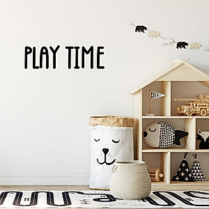 Vinyl Wall Art Decal - Play Time - 9" x 30" - Trendy Cool Motivational Positive Fun Quote Sticker for Bedroom Kids Room Living Room Playroom Daycare School Office Coffee Shop Decor (Black)