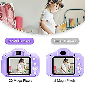 OZMI Upgrade Kids Selfie Camera, Christmas Birthday Gifts for Girls Age 3-9, HD Digital Video Cameras for Toddler, Portable Toy for 3 4 5 6 7 8 9 Year Old Girl with 32GB SD Card - Purple
