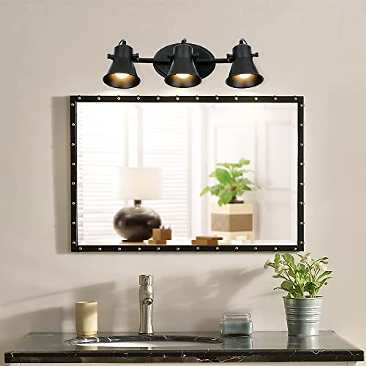 KEESFU 3-Light Track Lighting Kit,Black Semi Flush Mount Ceiling Light with 3 Rotatable Light Heads,Industrial Accent Lighting for Livingroom,Bathroom,Hallway,Art Wall,Bathroom,Kitchen.(3-Light)