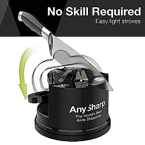 AnySharp Editions - World's Best Knife Sharpener - For Knives and Serrated Blades - Black
